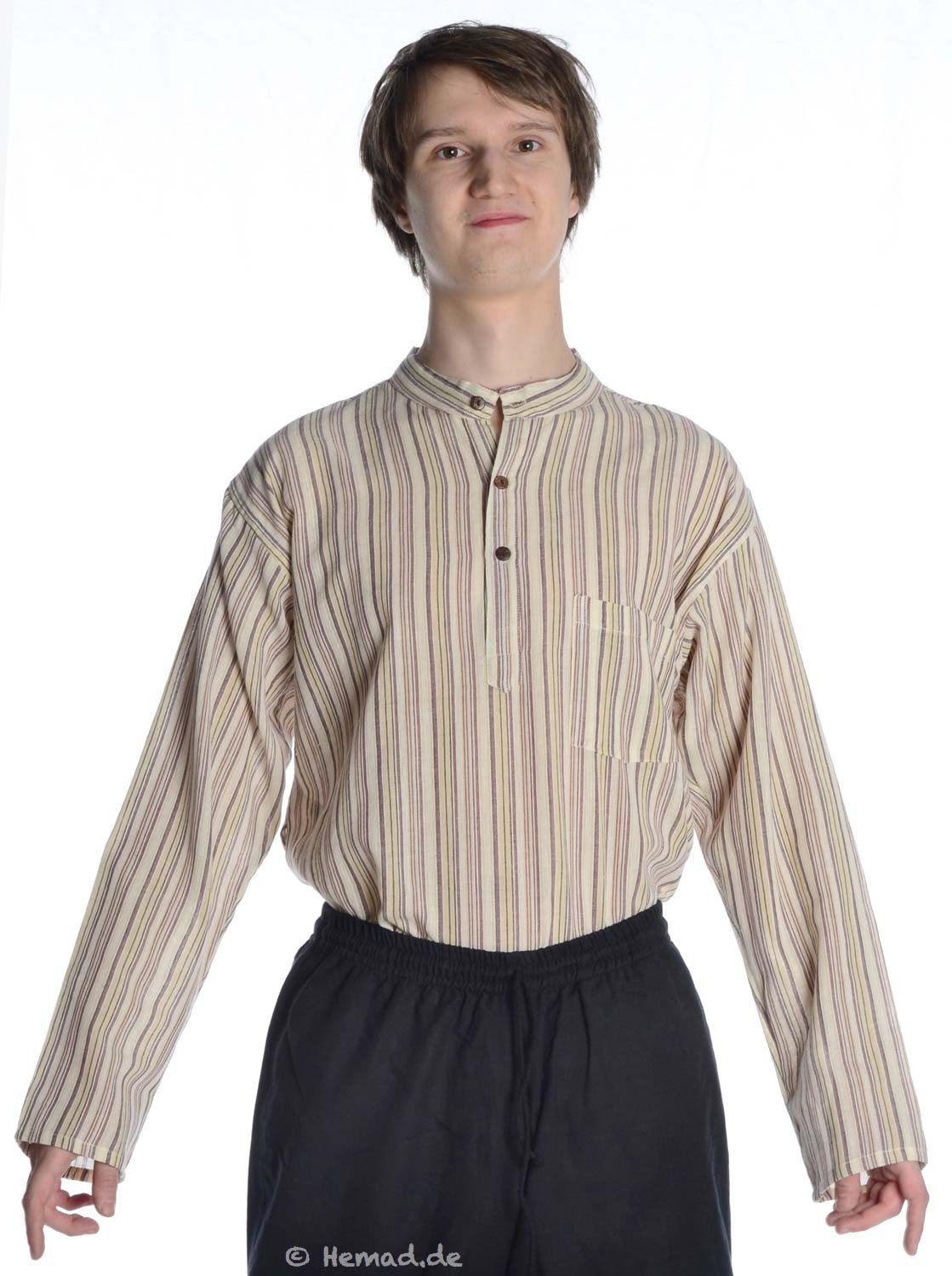 Fischerhemd beige gestreift