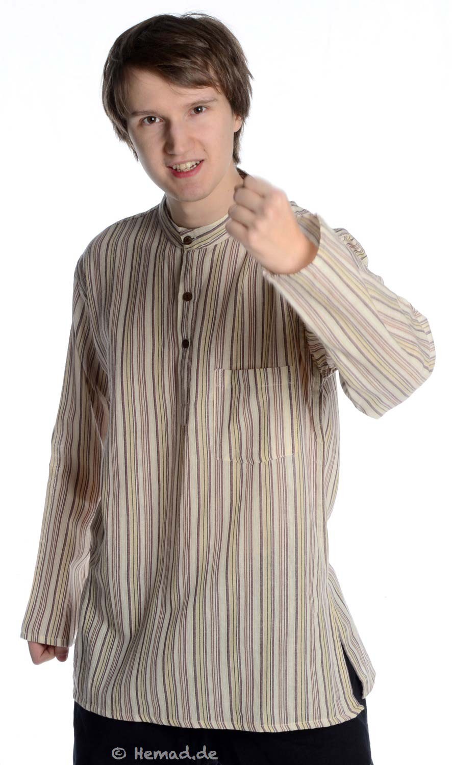 Fischerhemd beige gestreift