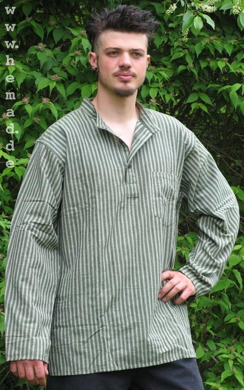 Fischerhemd dick grün-weißgestreift